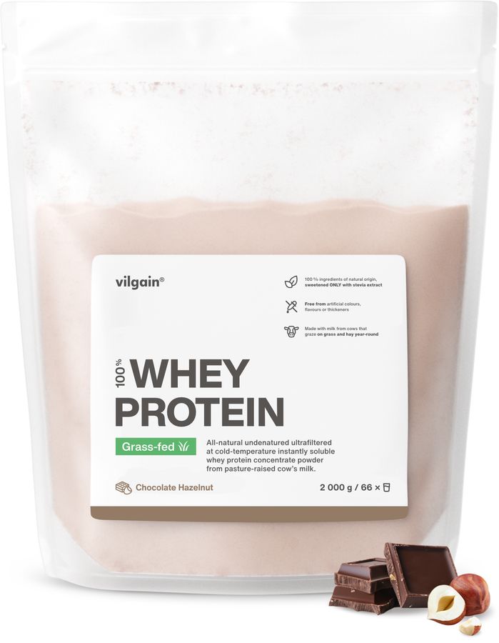 Grass-Fed Whey Protein Powder with Stevia, Sugar Free | Vilgain UK